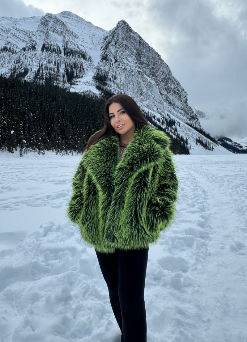 Silver Fox Faux Fur | Lime – Be Brave 💙💛